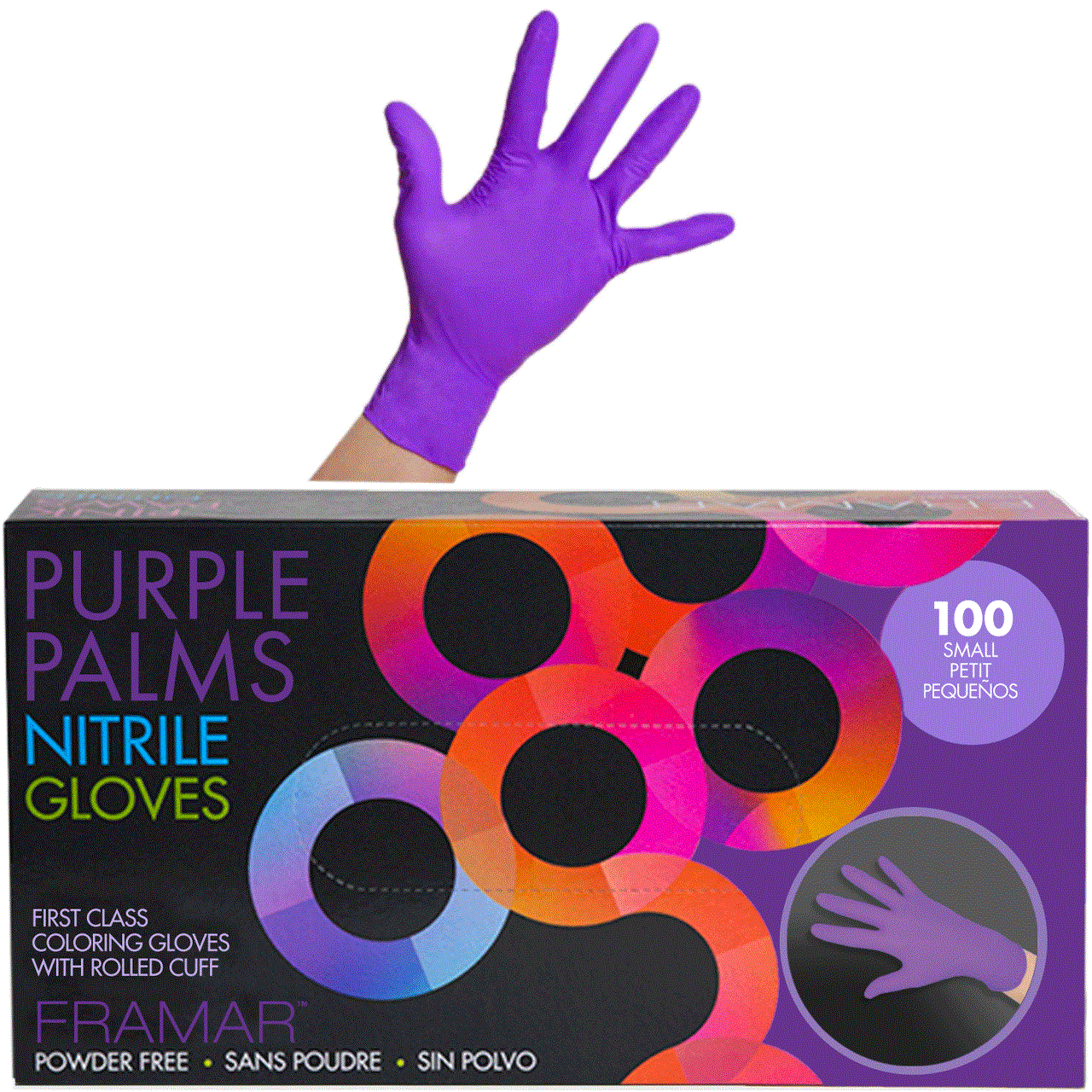 Purple Palms Nitrile Gloves framar